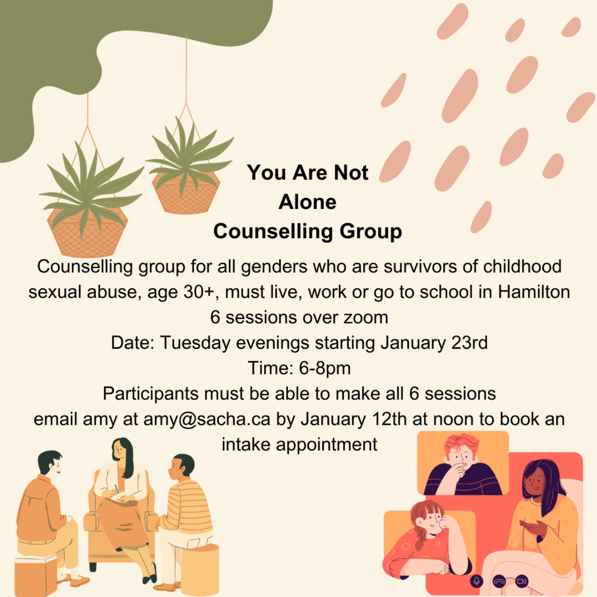 You Are Not Alone Counselling Group 1/6 – SACHA